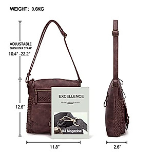KouLi Buir Crossbody Purses for Women - PU Leather Shoulder Handbags Sling Bag Crossboby Bags Medium Multi Pockets (Dark Brown)