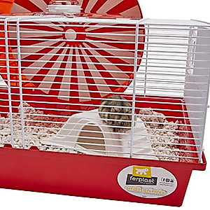 Ferplast "Coney Island Theme Modular Hamster Cage Featuring XXL 11.75-Inch Diameter Exercise Wheel, Includes All Accessories, 19.7L x 13.8W x 9.8H Inches,