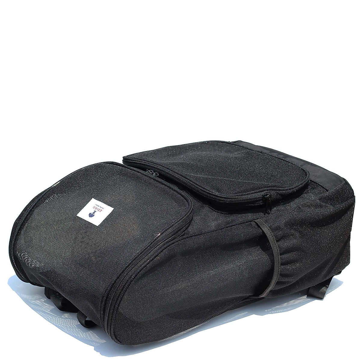 ESVAN Original Print Mesh Backpack Clear Bag See through Pack for School Beach Gym Multi-Purpose Women Men (G)