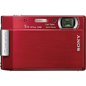 Sony Cybershot DSC-T100 8MP Digital Camera with 5x Optical Zoom and Super Steady Shot (Red)