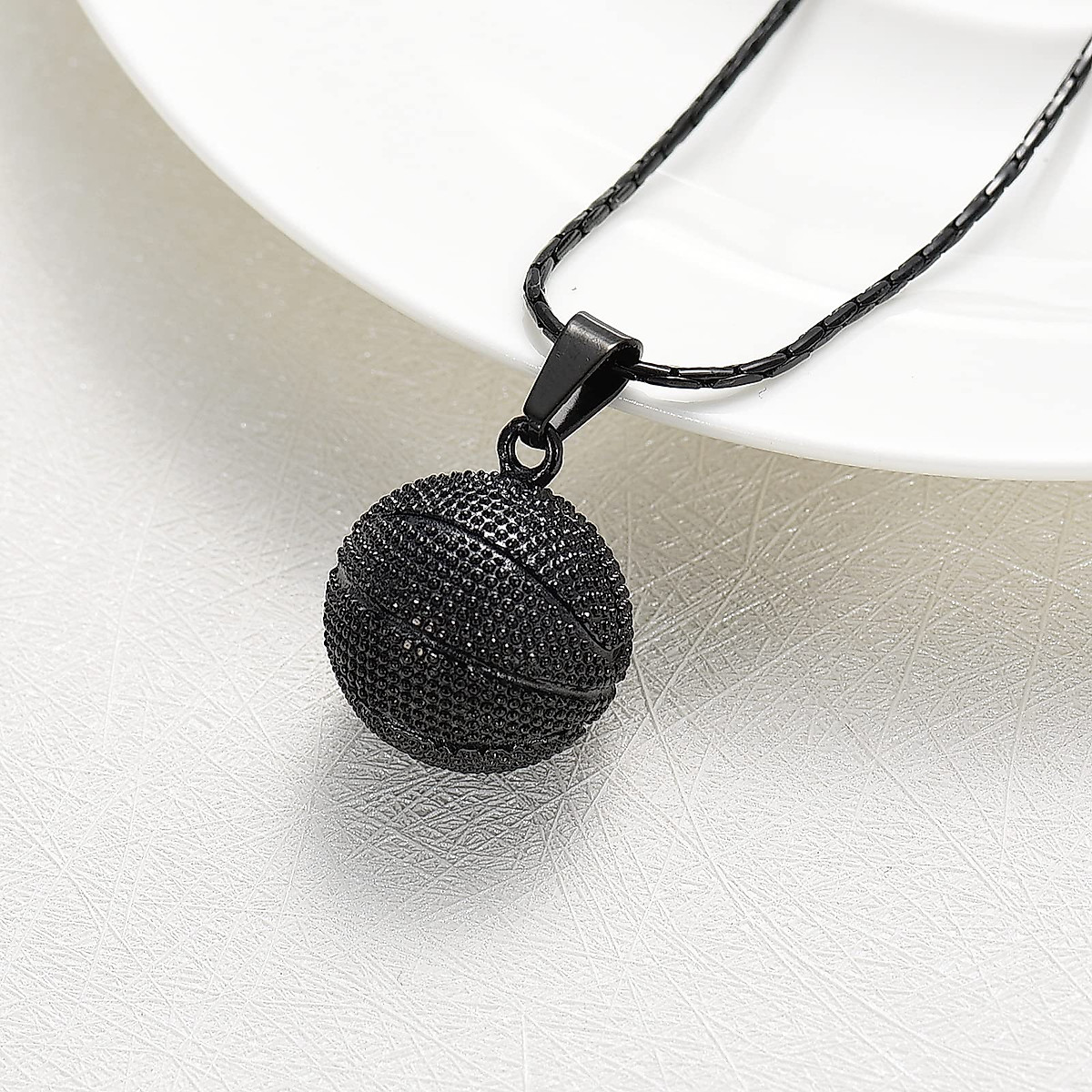 constantlife Cremation Jewelry for Ashes - Basketball Stainless Steel Memorial Pendant Urn Necklace Keepsake for Men Women (Black)