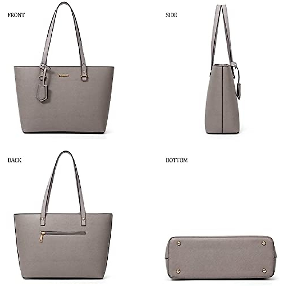 Shoulder Bags Women Fashion Leather Handbags Tote Bag Shoulder Bag Top Handle Satchel Purse Set 4pcs By ZZYY (Color : Grey)