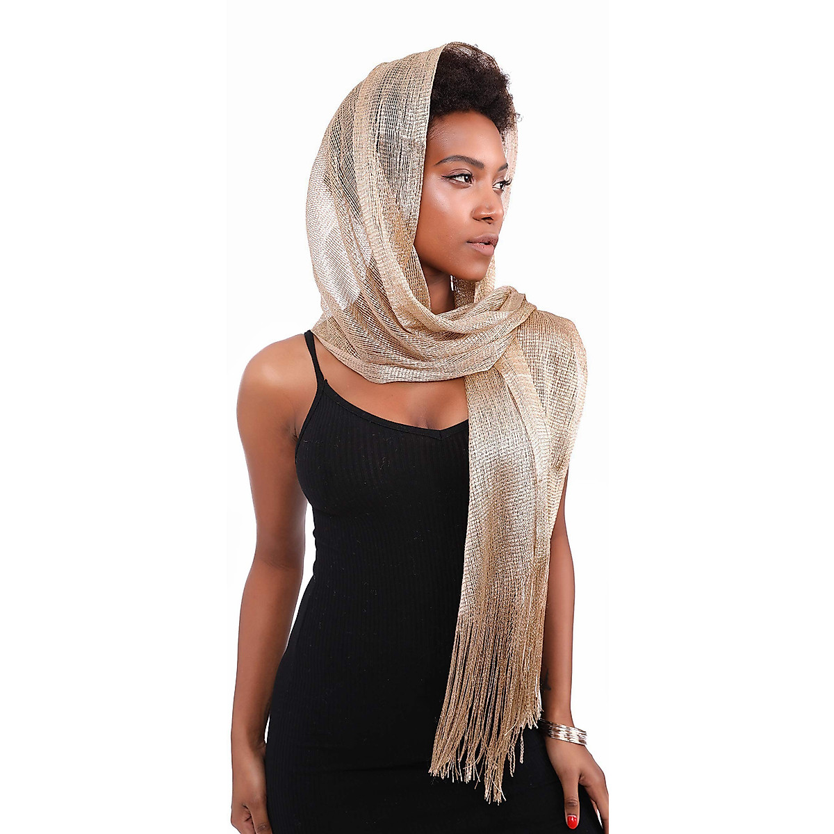 MissShorthair Women's Sparkle Shawls and Wraps for Party Dresses 01 Champagne Gold