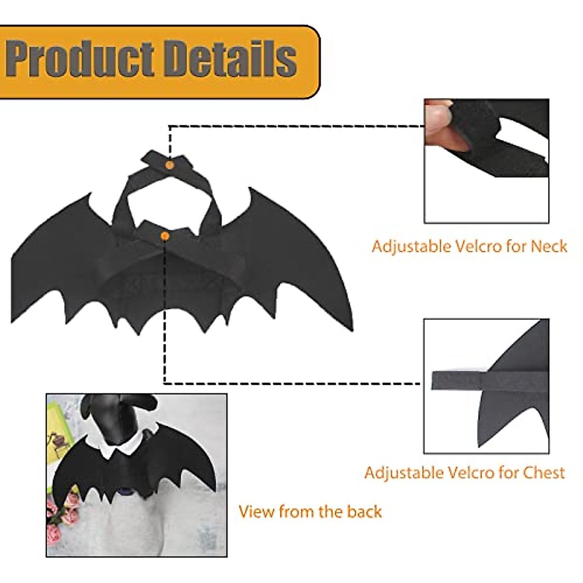 Pet Cat Clothes Cute Bat Wings for Halloween Party, Cat Costume for Kitten, Stitch Dog Costume for Small Dogs Dress Up Accessories