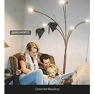 Brightech Orion Arc Floor Lamp for Living Room, Tree Floor Lamp with 5 Adjustable Arms, Multi-Head Standing Lamp with Flexible Rotating LED Lights for Bedroom, Dorm - Bright Hanging Lighting - Silver
