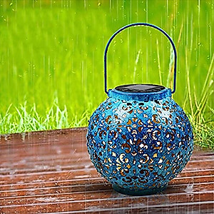 YTREI Solar Led Iron Art Hollow Lantern Light Outdoor Decorative Lighting Handheld Hanging Lamp for Home Garden Yard Pathway