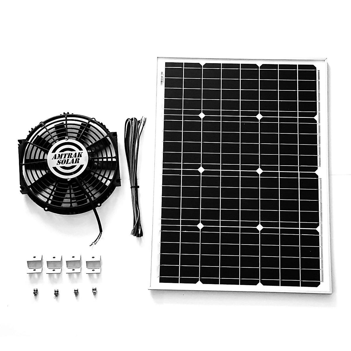 Amtrak Solar 12-Inch Solar Attic Fan, Powerful 100 Watt Fan Quietly Cools Attic, Garage, or Greenhouse & Ventilates to Protect Against Moisture