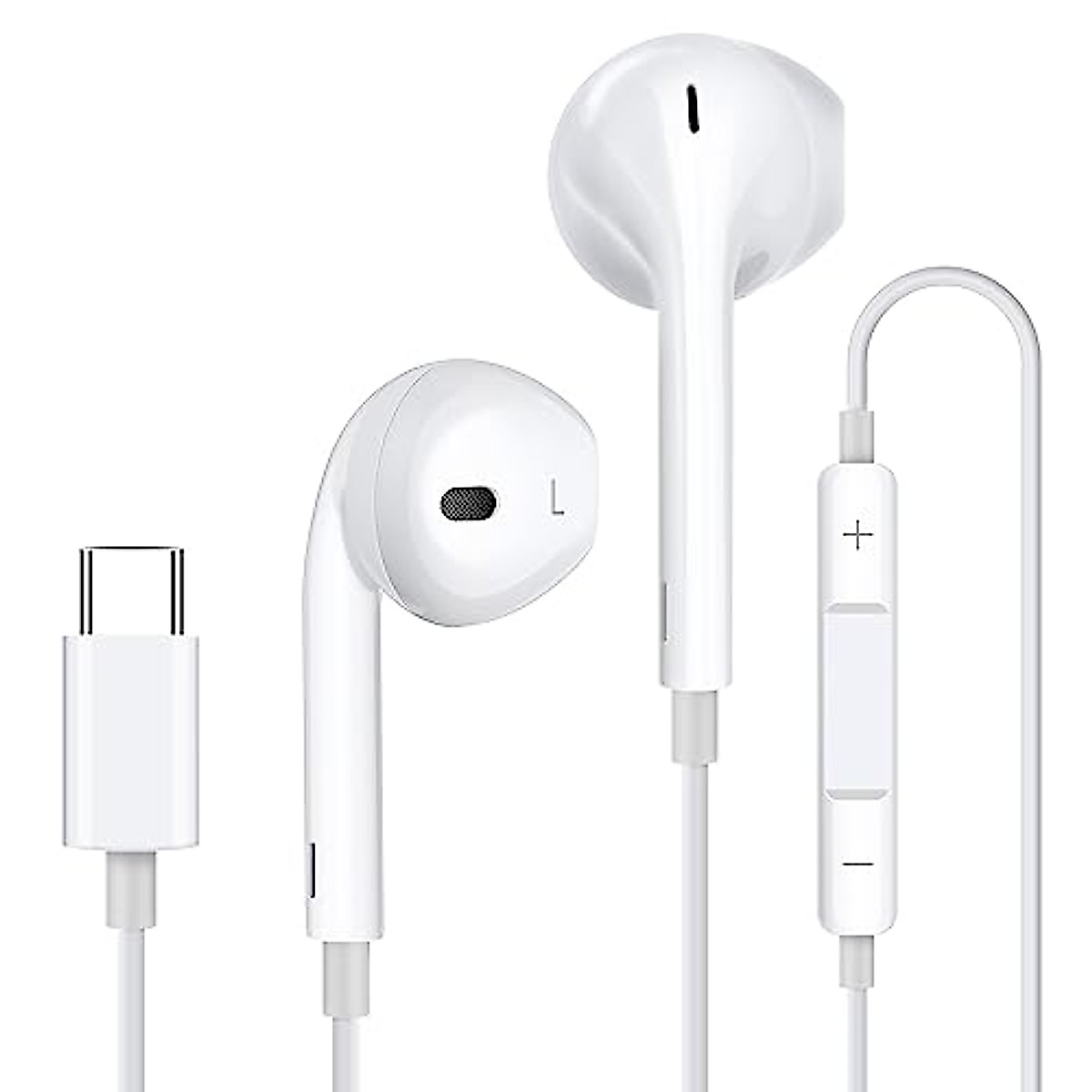 Aolcev USB C Wired Headphones, Type C Earphones with Mic, Type C Earbuds Compatible with Most USB C Devices, Earbuds for Samsung Galaxy Z Flip 5/4 Z Fold 5/4 S23 Ultra/S22, Earbuds, White