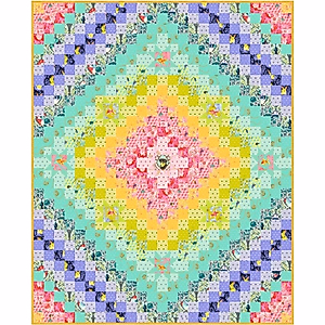 Tula Pink for Free Spirit Besties Hop to It W/Metallic Gold, Fabric by The Yard (Bluebell)