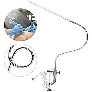 N/C Desk Lamp with Clamp, USB LED Adjustable Clip Nail Desk Light Eye Care GooseNeck 360° Swivel Clamp Light Tool for Manicure Reading Eyebrow Trimming Office Tattoo