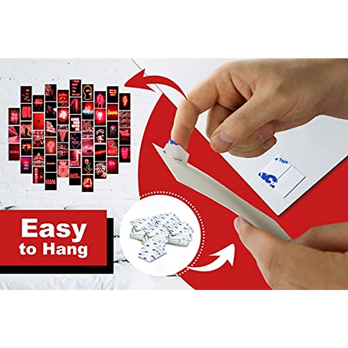 KOLL DECOR Red Aesthetic Room Decor Wall Collage Aesthetic - 50 Set 4''x6'' Prints Neon Dark Red photo Wall Collage Kit Decoration Pictures for Teen Girls Academia Bedroom Posters