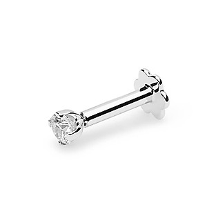 Demira Jewels Elegant 0.06 ct Diamond Nose Stud in 14K White Gold - Internally Threaded Screw Back, HI Color, Versatile Nose Pin, Lip Labret, Monroe Ring.