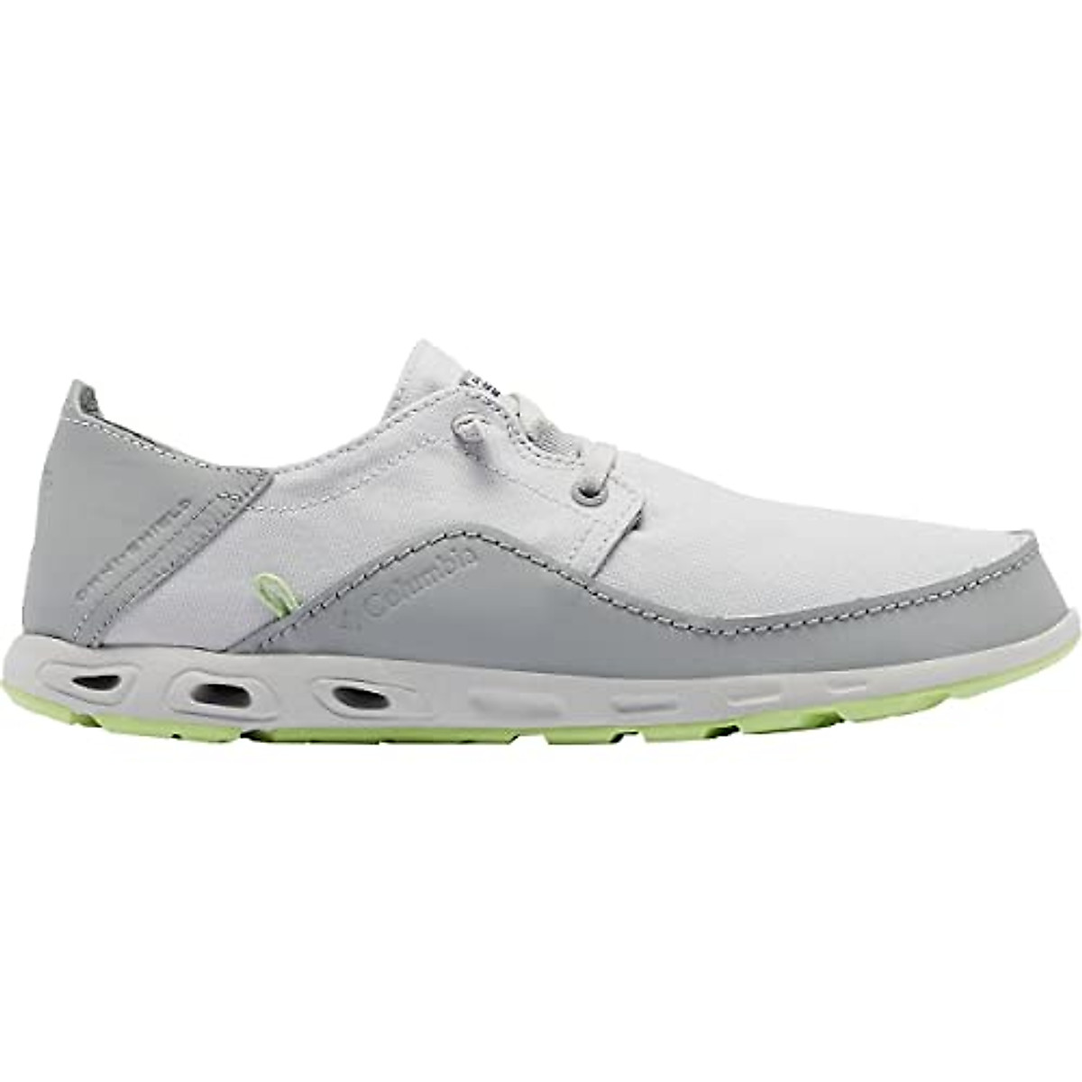 Columbia Men's PFG Bahama Vent Relaxed Boat Shoe, Grey Ice/Jade Lime, 11
