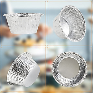 Aluminum Foil Baking Cups, Disposable Ramekin 2.4 Oz Silver Foil Cupcake liners, 200 Pcs Aluminum Baking Cups Egg Tart Liners for Baking, Cupcake, Pudding, Muffin , Creme Brulee