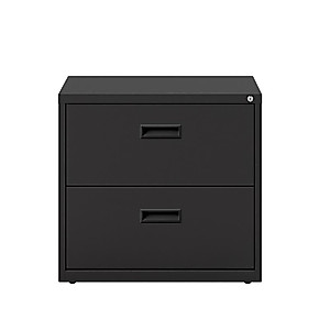 Hirsh 30 Inch Wide 2 Drawer Fully Assembled Steel Construction Metal Organizer Lateral File Cabinet for Home or Office with Built in Lock, Black