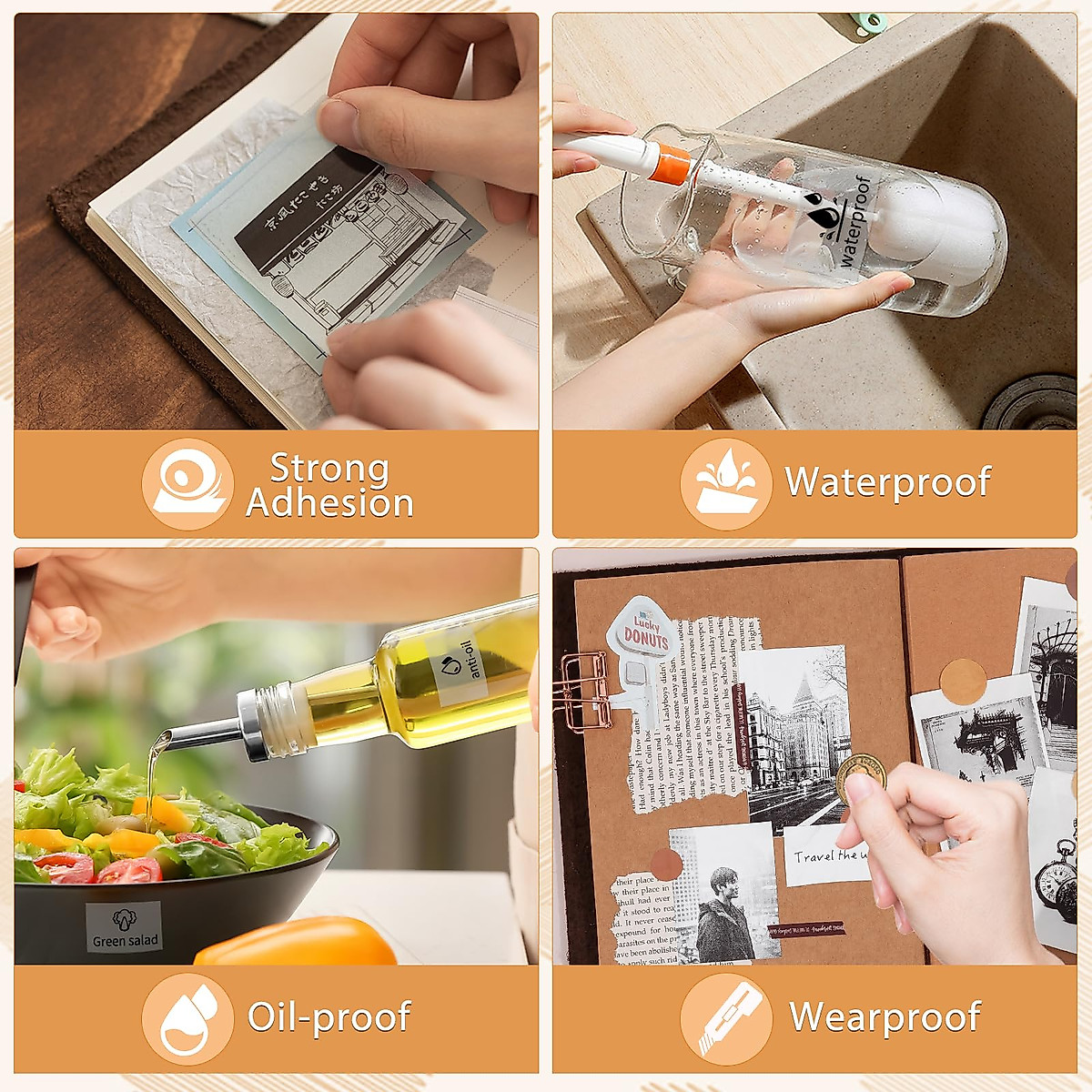 Memoqueen Mini Sticker Printer T02 Portable Thermal Printer, Instant Photo Printer Set & 3 Rolls Transparent Adhesive Thermal Paper