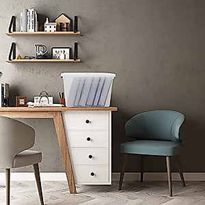 Readsky 4-Pack Clear Plastic Storage Latch Bin with Lids and Handle, 17 Liters