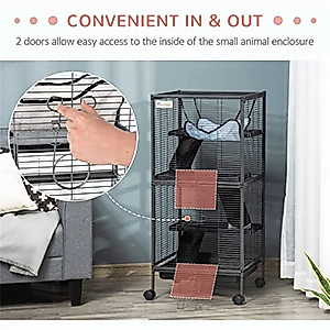 ACQUIRE Rabbit Chinchilla Hamster Cage with 4 Universal Wheels and Multiple Platforms - Silver Grey