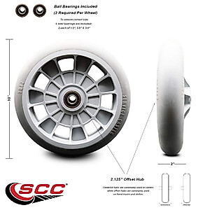 10" x 2" Flat Free Hand Truck Appliance Dolly Wheel Only with a 2.125" Offset Hub and Ball Bearings - Dolly Wheels Replacement - 600 lbs. Capacity per Wheel - Service Caster Brand