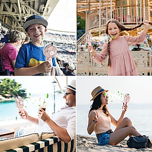 MORECORE Portable Handheld Misting Fan, Battery Operated Personal Spray Water Mist Fan, Rechargeable Mister Fan, Mini Foldable Fan for Disney Travel Makeup Beach Outdoors (Pink)