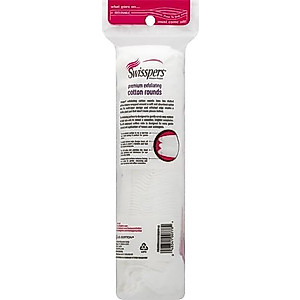 Swisspers Premium Exfoliating Rounds, 2 Distinct Raised Textured Surface, Cotton Facial Pads, 80 Count Re-closable Bag