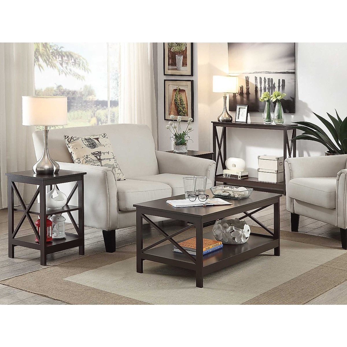 Convenience Concepts Oxford Coffee Table with Shelf, Espresso