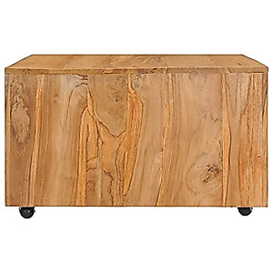 QJBSAVVA Coffee Table 31.5"x31.5"x15.7" Solid Teak Wood,Center Table Low Table Folding Table Entrance Table Suitable for Meeting Rooms, Reception Rooms, Offices