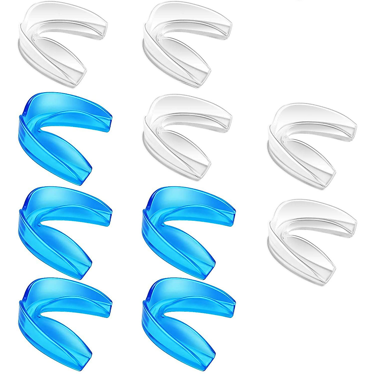 Coolrunner Mouth Guard Sports, 10 Pack Athletic Mouth Guards, Professional Moldable Youth Mouthguard for Maximum Protection, Customizable for Comfort(12 Years or Older) (Transparent+Blue)