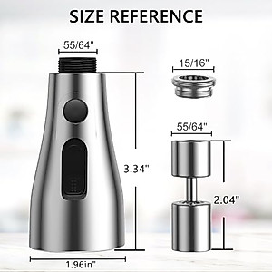 Kitchen Faucet Head Replacement - MUNNAR Pull Down Spray Head for Kitchen Faucet, Kitchen Sink Faucet Replacement Parts, 3 Modes, High Pressure, Big Angle Swivel, M22, M24 Thread Adapters Included