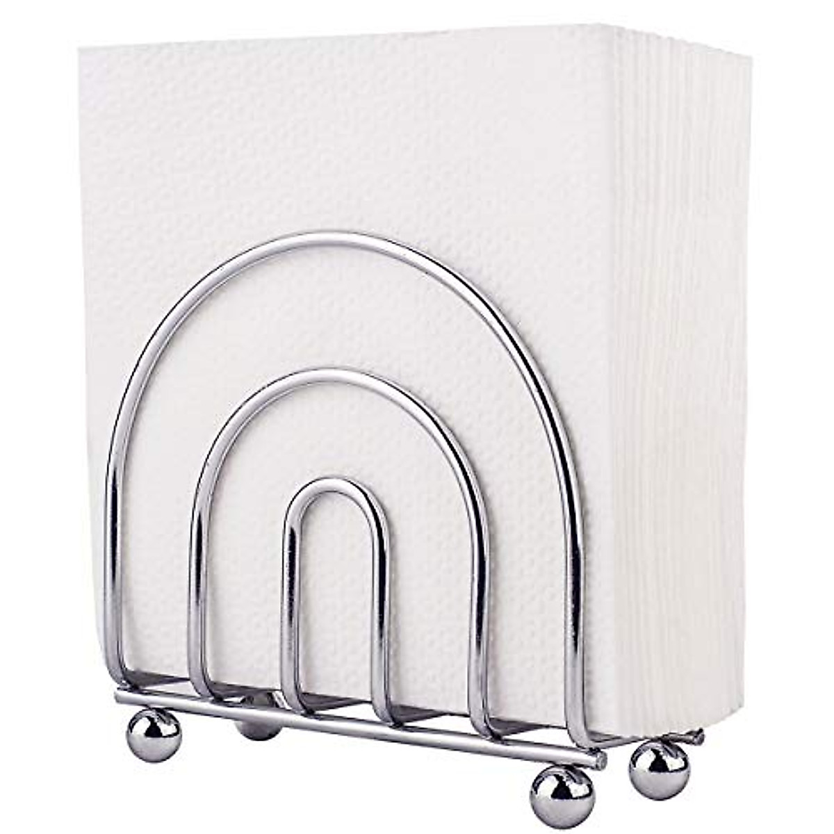 Paper Napkin Holder Tissue Dispenser for Kitchen Countertops, Dining Table, Picnic Table, Indoor & Outdoor Use, Chrome Finish (Classic)