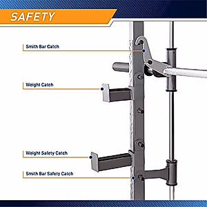Marcy Smith Cage Machine with Workout Bench and Weight Bar Home Gym Equipment SM-4008