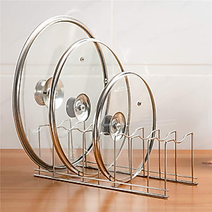 blitzlabs Pot Lid Holder Rack Organizer Plate Rack Holder Rest Pan Lids Holder Storage Bakeware, Pot Lids, Cutting Boards, Cooling Rack, Serving Trays, Stainless Steel Pack of 2