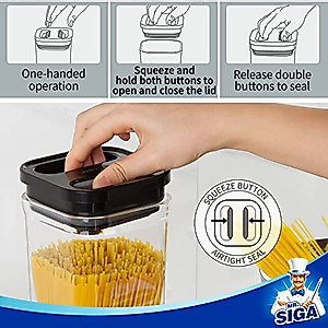 MR.SIGA 4 Pack Airtight Food Storage Container Set, BPA Free Kitchen Pantry Organization Canisters, One-handed Airtight Cereal Flour Spaghetti Storage Containers, 2.1L / 72oz, Black