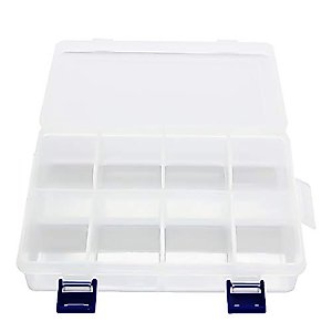Heyiarbeit 8 Grids Plastic Organizer Container Storage Box Adjustable Divider Removable Grid Compartment, Premium Small Parts Organization Clear 1pcs