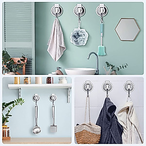 Khdrvok Heavy Duty Vacuum Wreath Cup Hook, Easy to Install and Remove, No Hole Punched,Black- Plated Plished Super Suction for Kitchen，Bathroom and Restroom,2Pack