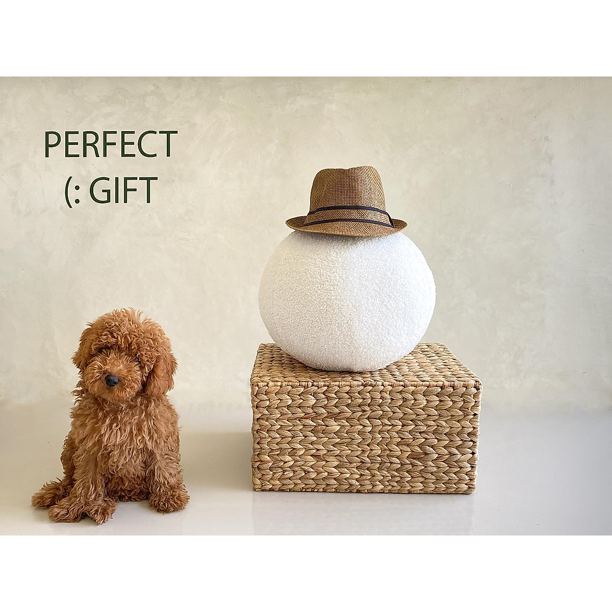 MORSHA Boucle Ball Pillow - 11.8 Inch Round Sphere cushion for Modern, Chic, and Boho Style Home Decor - Cute, Trendy, and Comfortable, GIFT, Teddy boucle fleece,Orb (IVORY)