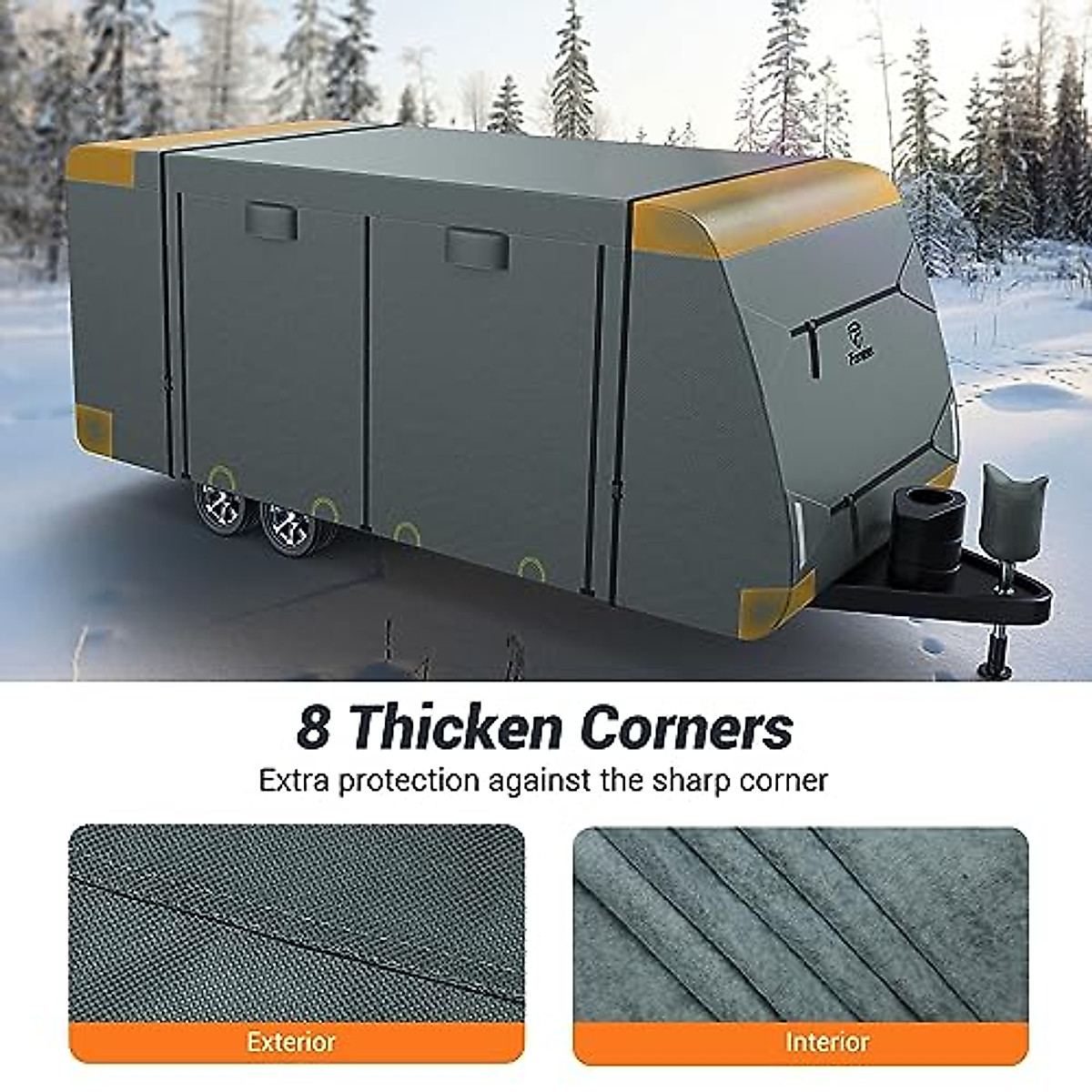 6 Layers Travel Trailer RV Cover Heavy Duty Camper Cover for 26’1”-28’6” Motorhome Anti-UV Weatherproof Rip-Stop with 2Pcs Extra Straps & Gutter Spout Covers