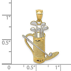 IceCarats 14K Yellow Gold Golf Bag Necklace Charm Sports Pendant Only
