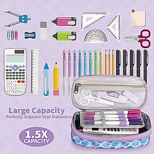 ATRIPACK Pencil Case for Gils Big Capacity High Large Storage Pouch Bag Marker Pen Case Stationery Bag Travel Holder School College Office Organizer for Kids Men Women Adult Teens(Mermaid Scale)