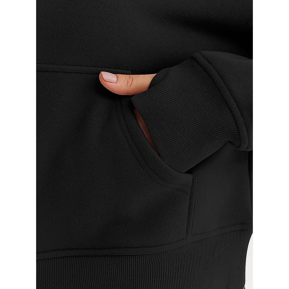 Trendy Queen Womens Half Zip Cropped Pullover Oversized Sweatshirts Fleece Quarter Zipper Hoodies Winter Clothes Sweaters Thumb Hole Black