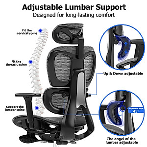 Ergonomic Office Chair Ergo3D Rolling Desk Chair with 3D Adjustable Armrest,High Back Desk Computer Chair Mesh Computer Executive Swivel Grey