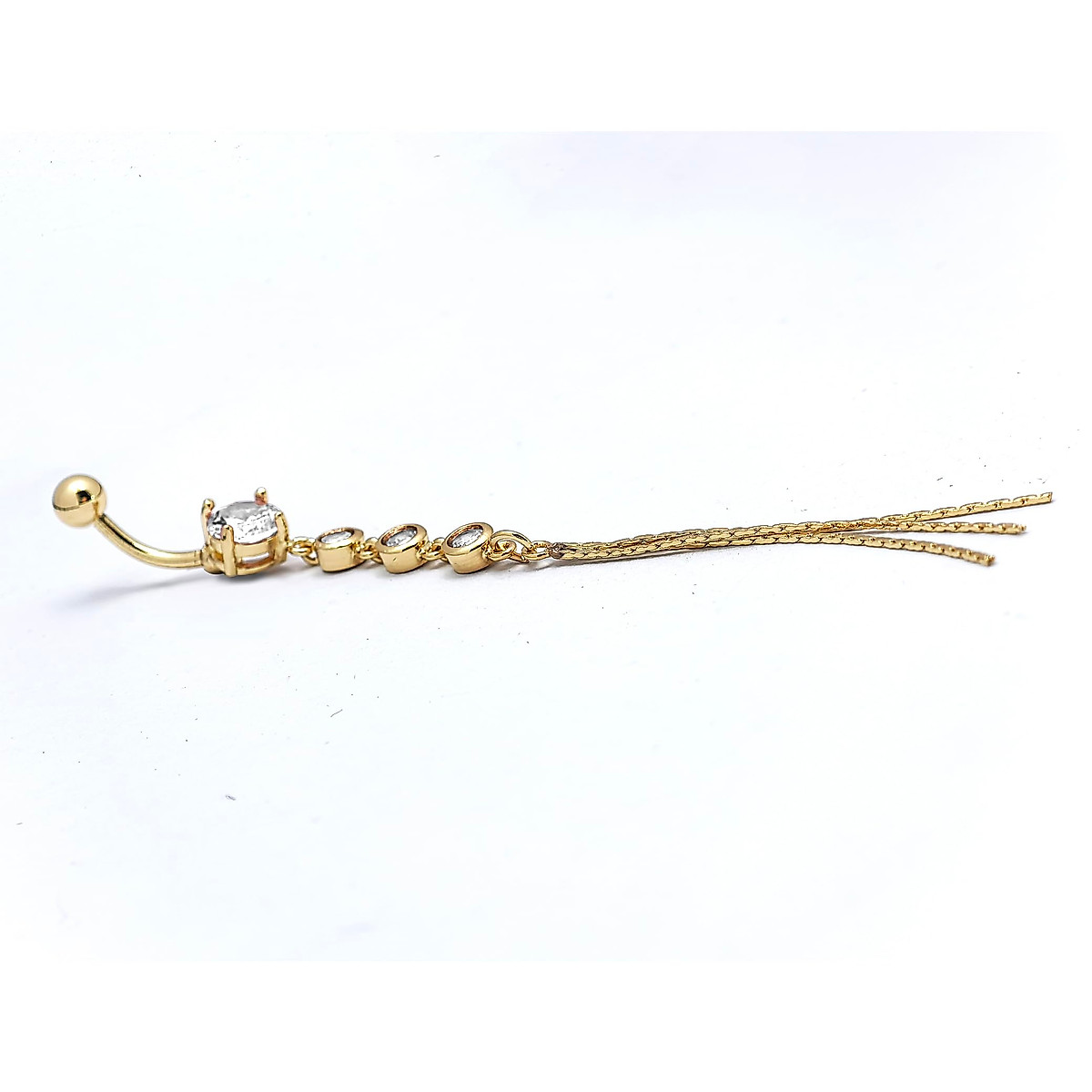 JAJAFOOK Surgical Steel Cubic Zirconia Long Dangle Navel Ring Sexy Body Piercing Belly Button