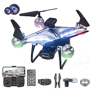Drone With 4K Dual HD Camera - 2023 Upgradded RC Quadcopter for Adults and Kids, Light Show Obstacle Avoidance Aerial Drone, WiFi FPV RC Drone for Beginners Live Video HD Wide Angle RC Aircraft