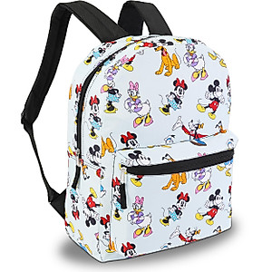 Disney Mickey Mouse Backpack with Lunch Box Bundle ~ Deluxe 16" All-Over Print Mickey School Bag with Insulated Lunch Bag, Pens, and Stickers (Mickey Mouse School Supplies)