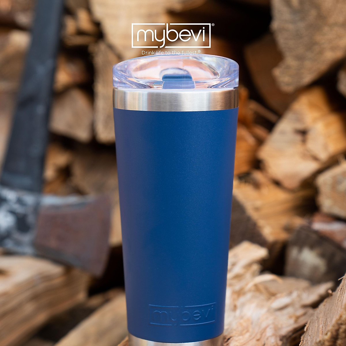 MyBevi Classic Premium Stainless Steel Tumbler with 12-Hour Temperature Control, Tritan Lid, and BPA-Free Construction | Navy Blue, 26 oz