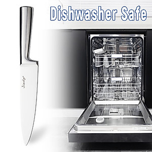 Kinfe set, Jiaedge Kitchen Knife Set with Block, 15-PC German High Carbon Stainless Steel Chef Knives Set for Kitchen with Block, Dishwasher Safe Steak Knives, Acrylic Stand, Knife Sharpener, Silver