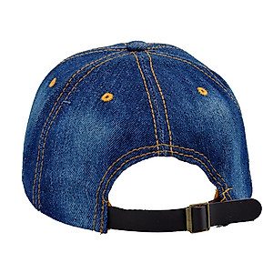 Elonmo Letter Blessed Design Womens Baseball Cap Bling Hat Rhinestone Jean Adjustable Luky Hat Gift for Her Blue