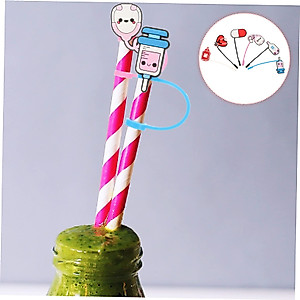 Yardwe 6Pcs medical straw cap straw protector cap silicone straw tips novelty doctor straw caps drinking straw protector Caps for straws straw protector cover cute