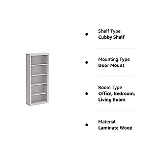 Edenbrook Sumac Bookcase, 5-Shelf Organizer for Bedroom Furniture or Home Office Furniture, White Bookshelf