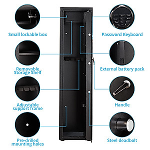 Towallmark Gun Safe for Rifle, Upgraded Quick Access 5-6 Gun Large Rifle Gun Security Cabinet for Rifle Shotgun Firearms with/without Optics with Pistol Lock Box, Removable Storage Shelf